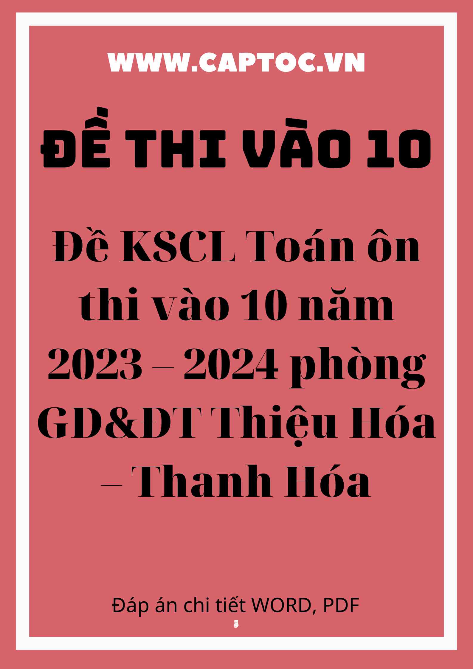 Đề KSCL Toán ôn thi vào 10 năm 2023 – 2024 phòng GD&ĐT Thiệu Hóa ...